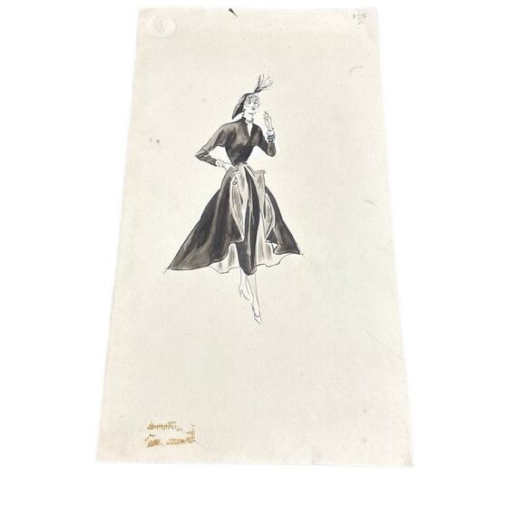 Vintage | Art | Vintagefashion Print Pencil Drawing 94s Strathmore ...